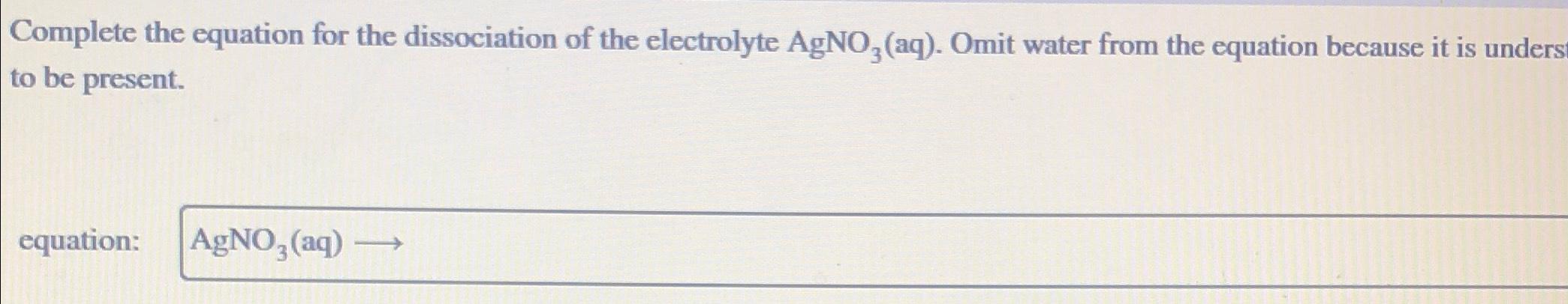 Solved Complete the equation for the dissociation of the | Chegg.com