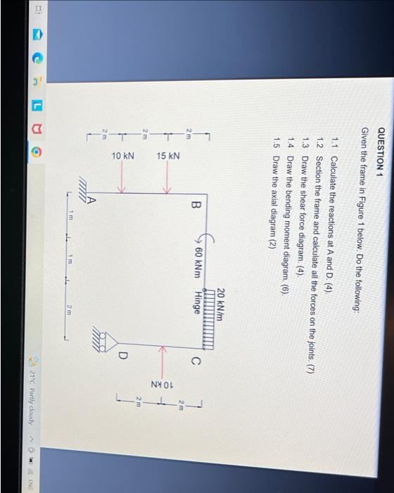 Given the frame in Figure 1 below. Do the following: | Chegg.com
