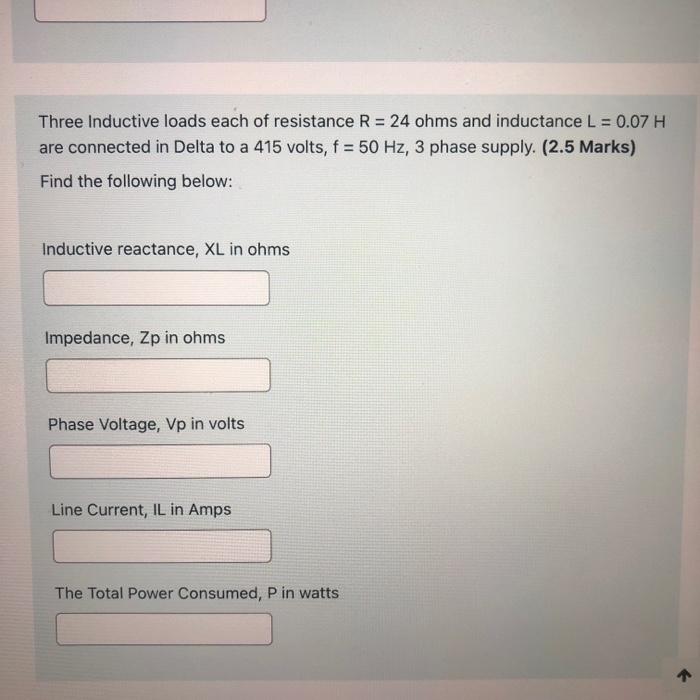Solved Three Inductive loads each of resistance R = 24 ohms | Chegg.com