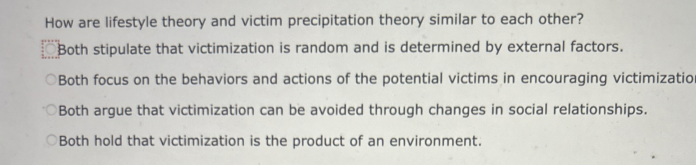 Solved How are lifestyle theory and victim precipitation | Chegg.com