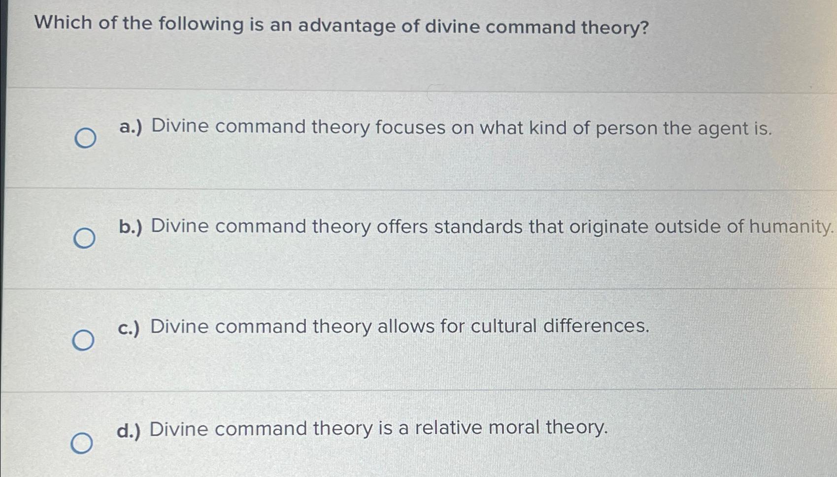 Solved Which of the following is an advantage of divine | Chegg.com