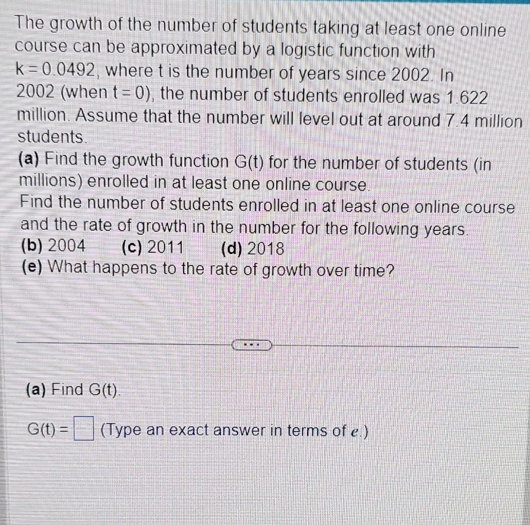 The growth of the number of students taking at least | Chegg.com