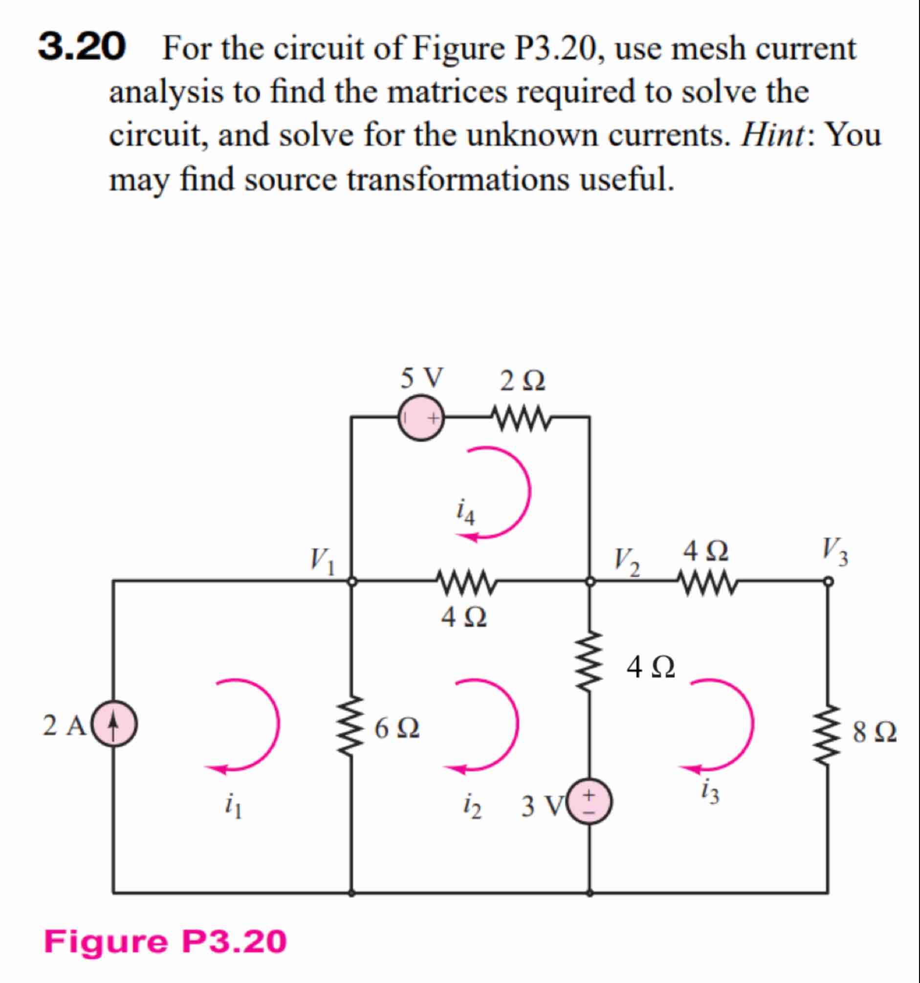 Solved 3.20 ﻿For the circuit of Figure P3.20, ﻿use mesh | Chegg.com