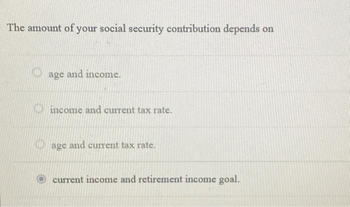 Solved The amount of your social security contribution | Chegg.com