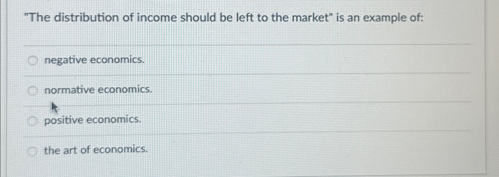 Solved "The distribution of income should be left to the | Chegg.com