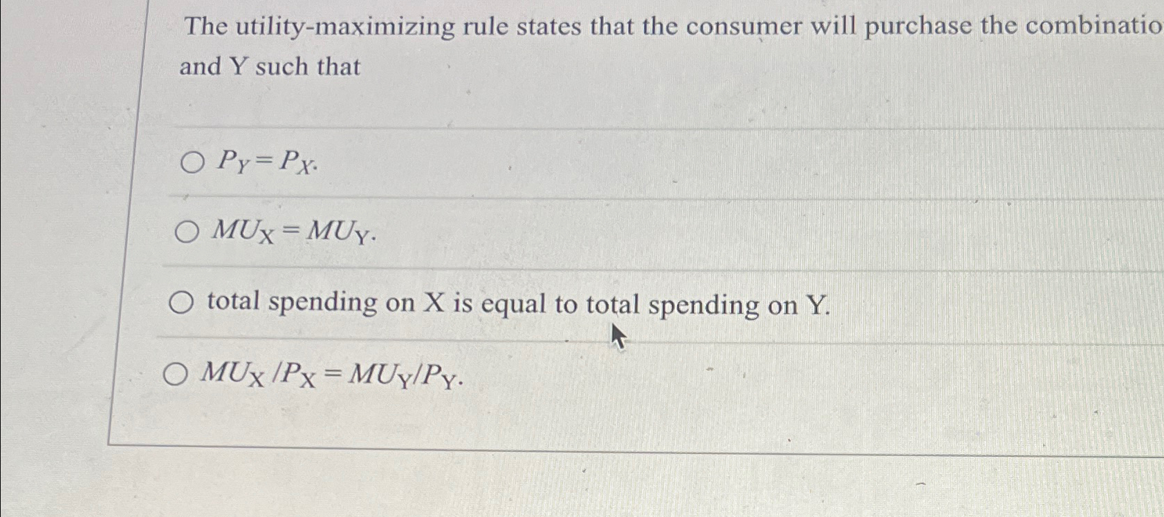 Solved The utility-maximizing rule states that the consumer | Chegg.com Solved The utility-maximizing rule states that the consumer | Chegg.com