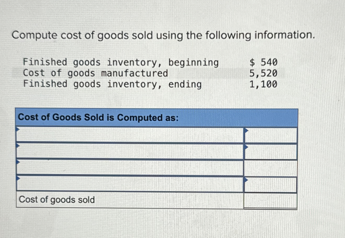 Solved Compute cost of goods sold using the following | Chegg.com