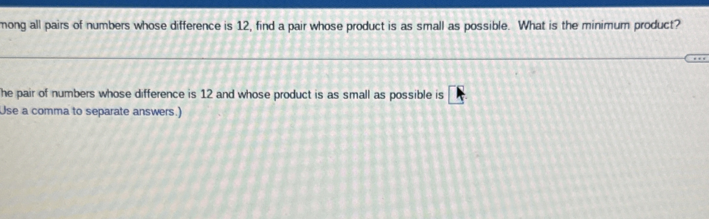 Solved nong all pairs of numbers whose difference is 12 , | Chegg.com
