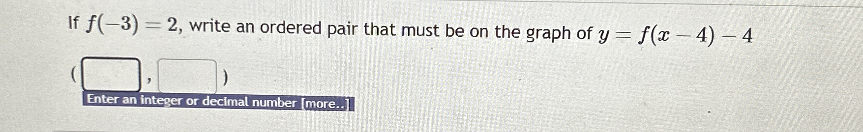 Solved If f(-3)=2, ﻿write an ordered pair that must be on | Chegg.com