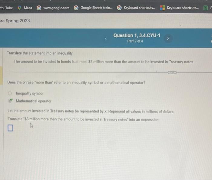Solved Translate the statement into an inequality The amount | Chegg.com