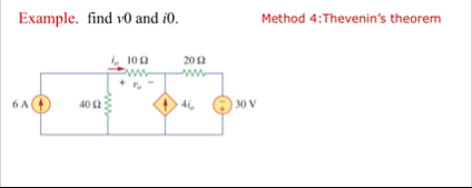 Solved Example. find v0 ﻿and i0.Method 4:Thevenin's theorem | Chegg.com