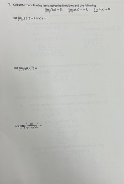 Solved Calculate the following limits using the linit laws | Chegg.com