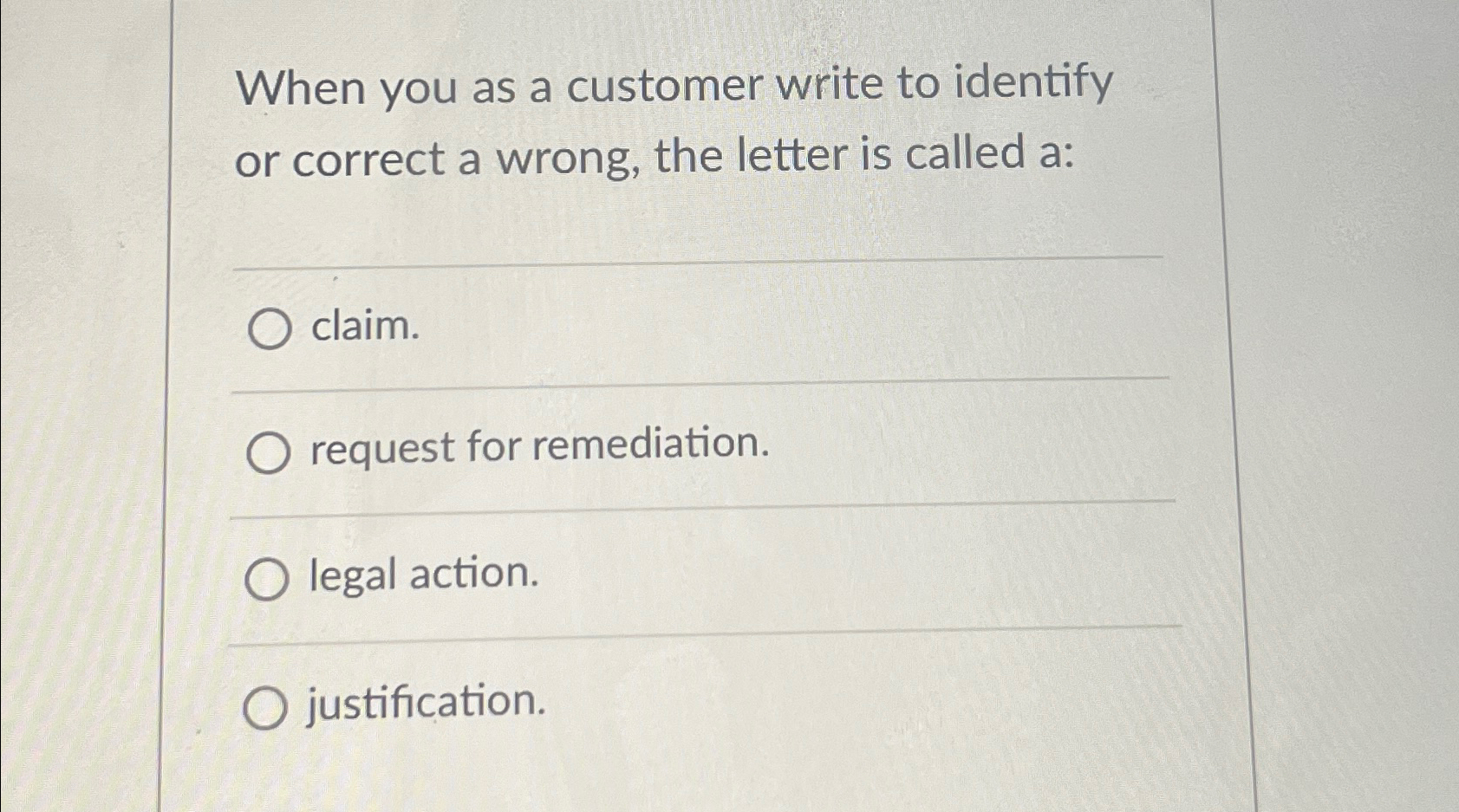 Solved When you as a customer write to identify or correct a | Chegg.com