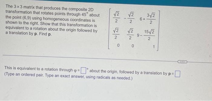 Solved The 3×3 matrix that produces the composite 2D | Chegg.com