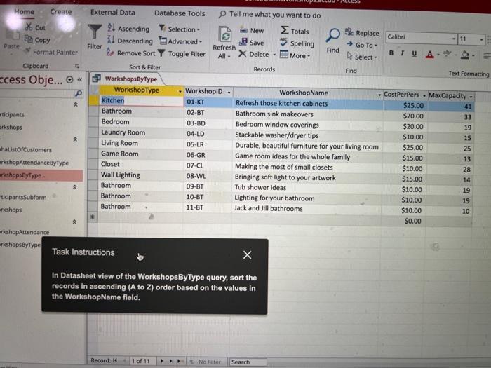 Task Instructions In Datasheet view of the | Chegg.com