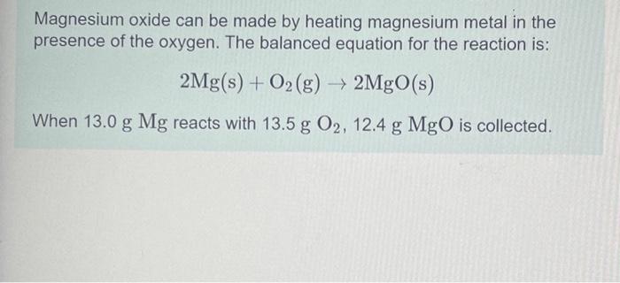 Magnesium Oxide Reaction