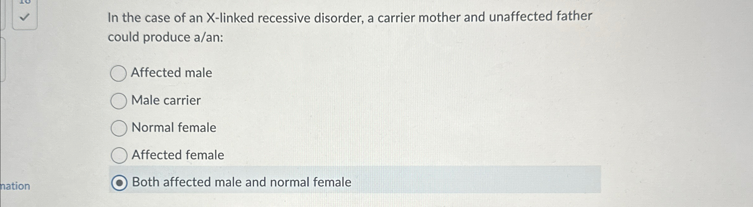 Solved In the case of an X-linked recessive disorder, a | Chegg.com