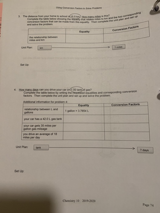 Using Conversion Factors to Solve Problems PRE-LAB | Chegg.com