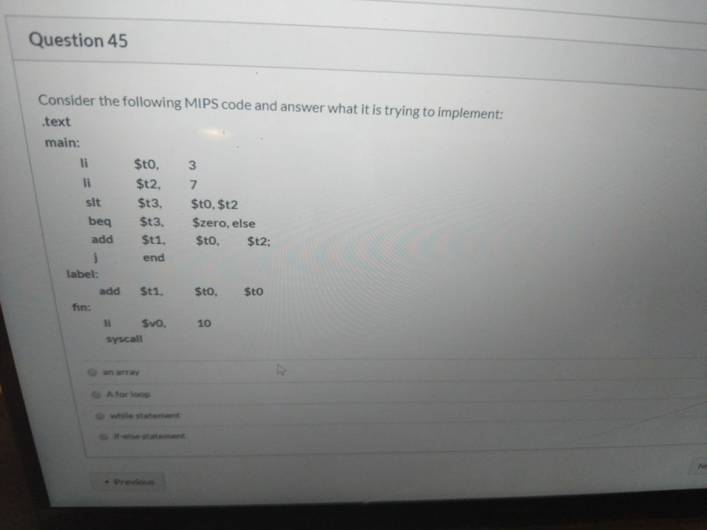 Solved Question 45 Consider the following MIPS code and | Chegg.com