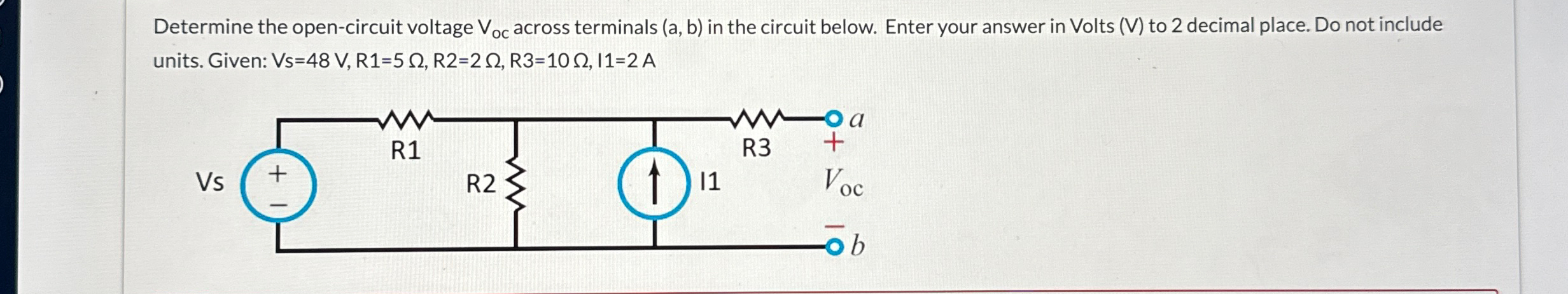 Solved Determine the open-circuit voltage Voc ﻿across | Chegg.com