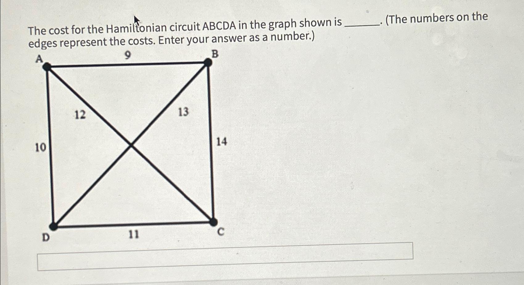 Solved The cost for the Hamiltonian circuit ABCDA in the | Chegg.com