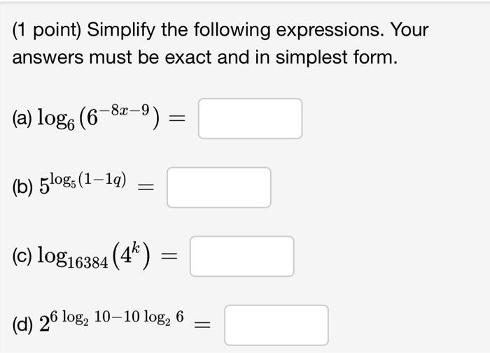 Solved (1 point) Rewrite the expression | Chegg.com
