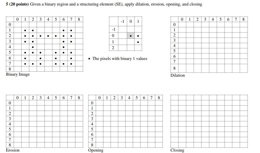 Solved 5 (20 points) Given a binary region and a structuring | Chegg.com
