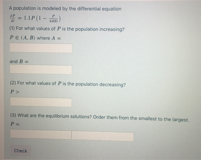 Solved dt A population is modeled by the differential | Chegg.com