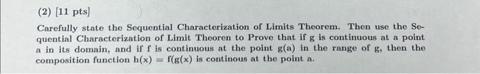 Solved (2) [11 pts] Carefully state the Sequential | Chegg.com