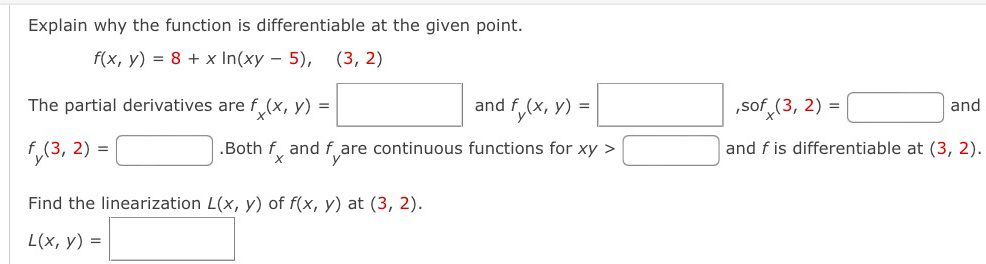Solved Explain why the function is differentiable at the | Chegg.com