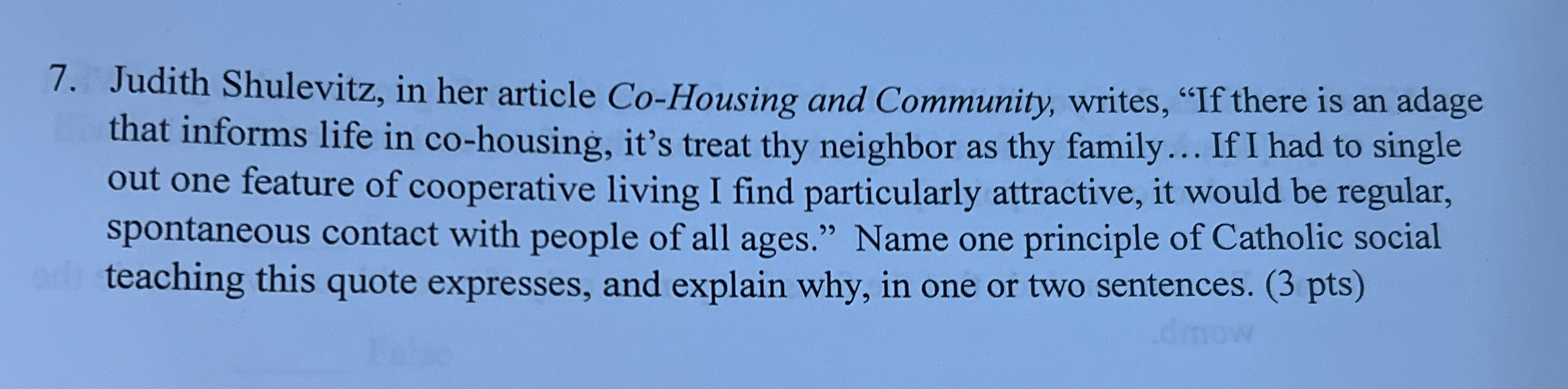 Solved Judith Shulevitz, in her article Co-Housing and | Chegg.com