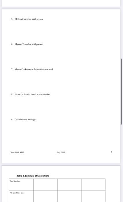 Observations Data Table 1. Mass of KiO2 Clem 1110, | Chegg.com