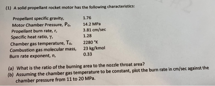 Solved (1) A solid propellant rocket motor has the following | Chegg.com