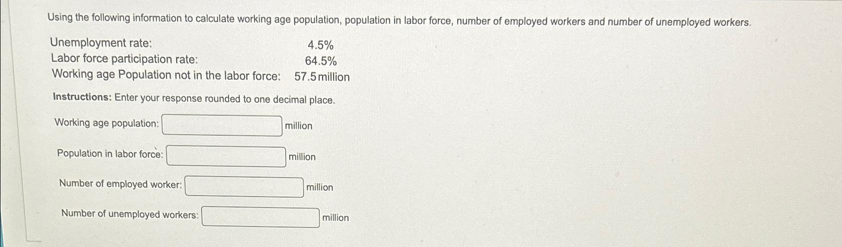 Solved Using the following information to calculate working | Chegg.com