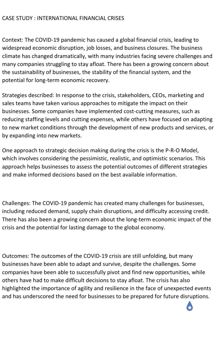 Solved CASE STUDY : INTERNATIONAL FINANCIAL CRISES Context: | Chegg.com