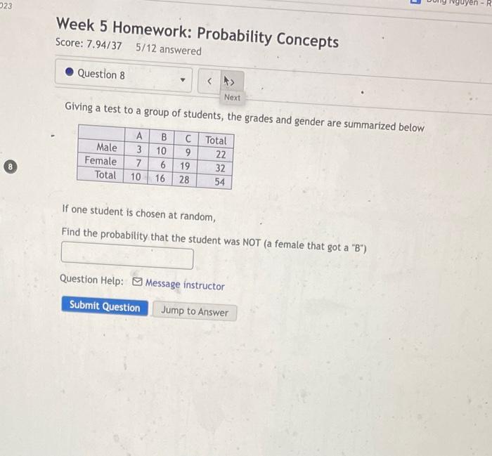 Solved Week 5 Homework: Probability Concepts Score: | Chegg.com