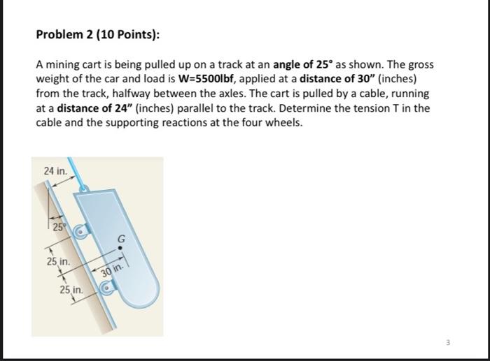 Solved Problem 2 (10 Points): A mining cart is being pulled | Chegg.com