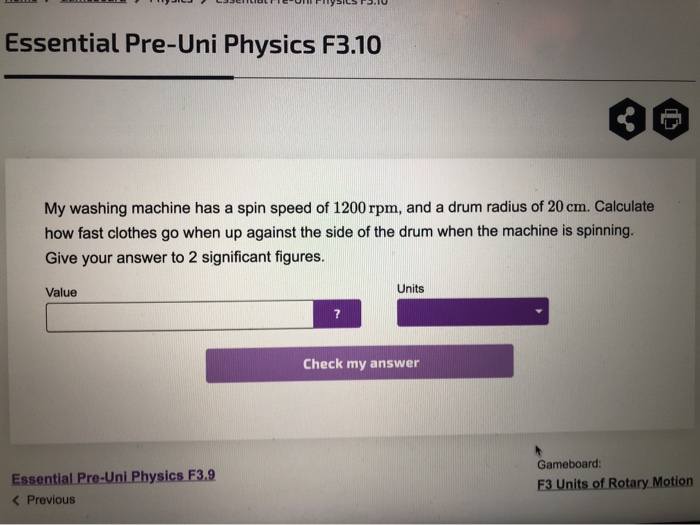 Solved Essential Pre-Uni Physics F3.10 My washing machine | Chegg.com