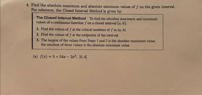 Solved Find the absolute maximum and absolute minimum values | Chegg.com