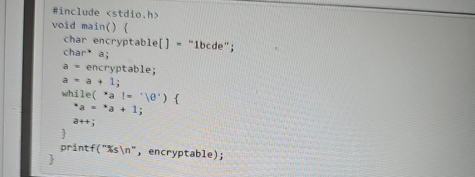 Solved what will be displayed? void main() {char | Chegg.com