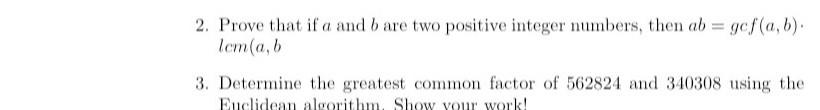 Solved 2. Prove that if a and b are two positive integer | Chegg.com