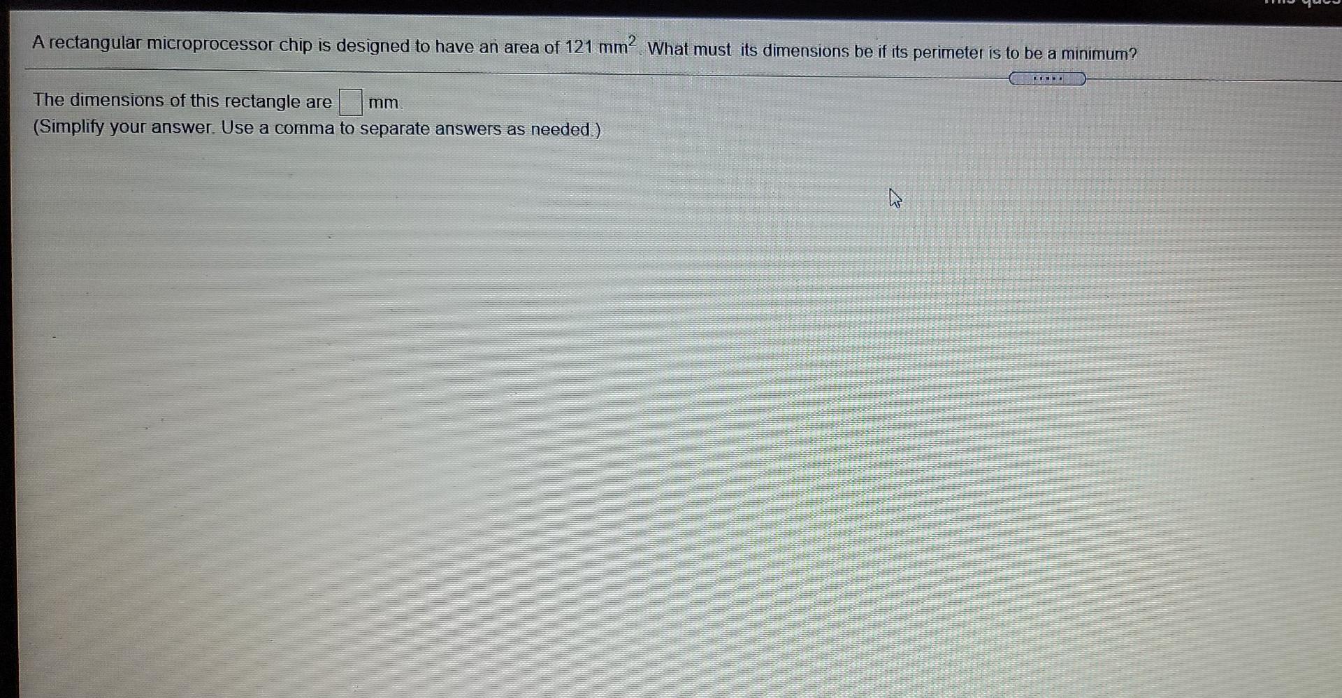 Solved A rectangular microprocessor chip is designed to have | Chegg.com