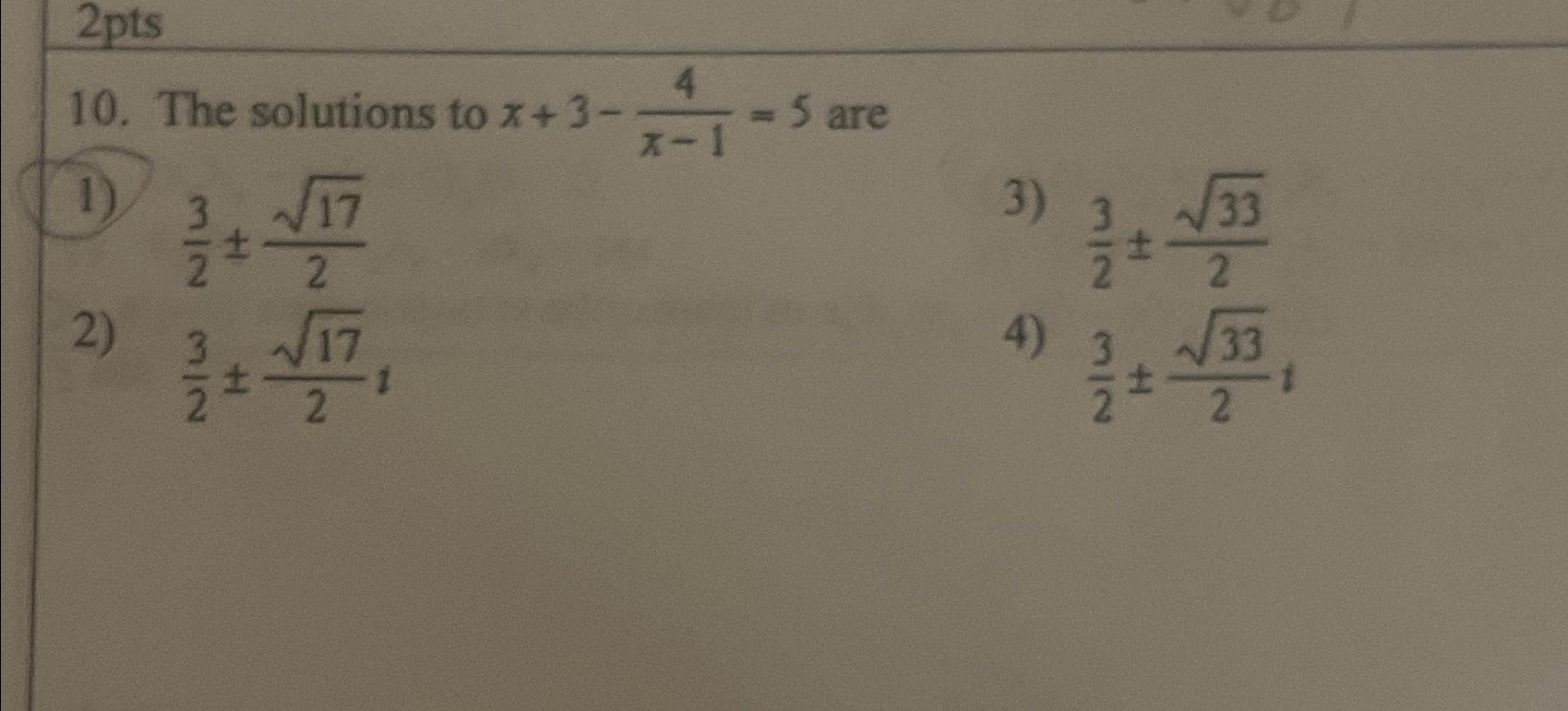 Solved 2 ﻿pts10. ﻿The solutions to x+3-4x-1=5 | Chegg.com