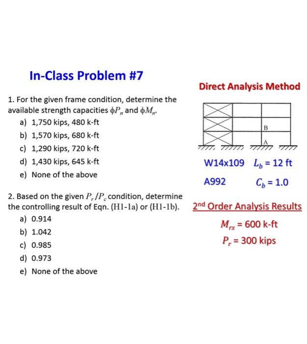 In-Class Problem #7 Direct Analysis Method 1. For the | Chegg.com
