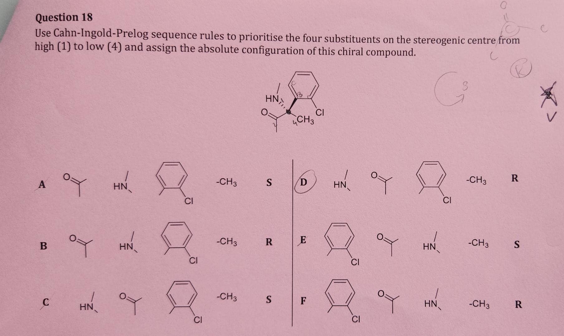 Solved Question 18 Use Cahn-Ingold-Prelog sequence rules to | Chegg.com