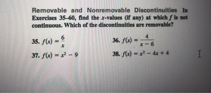 Solved Removable and Nonremovable Discontinuities In | Chegg.com