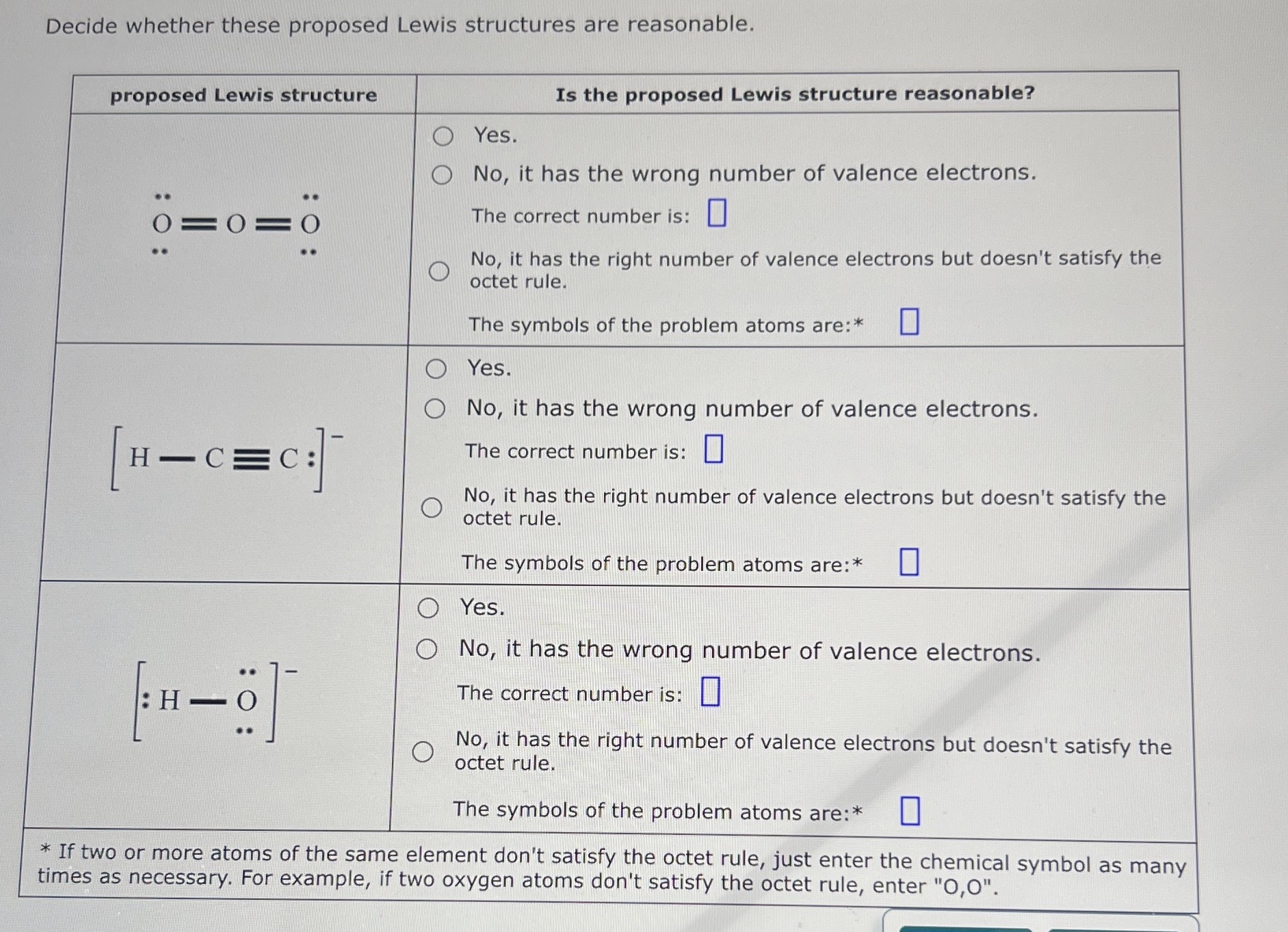 Solved Decide whether these proposed Lewis structures are | Chegg.com