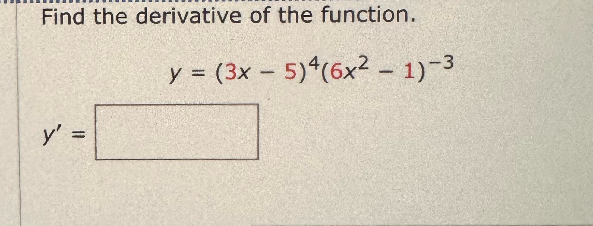 Solved Find the derivative of the | Chegg.com