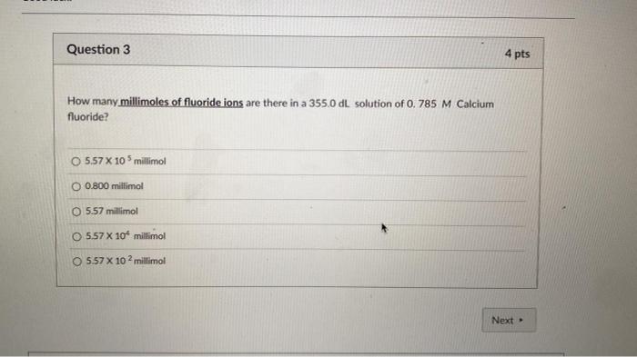 Solved How many millimoles of fluoride ions are there in a | Chegg.com