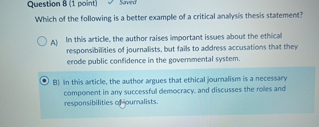 Solved Question 8 (1 ﻿point)SavedWhich of the following is a | Chegg.com